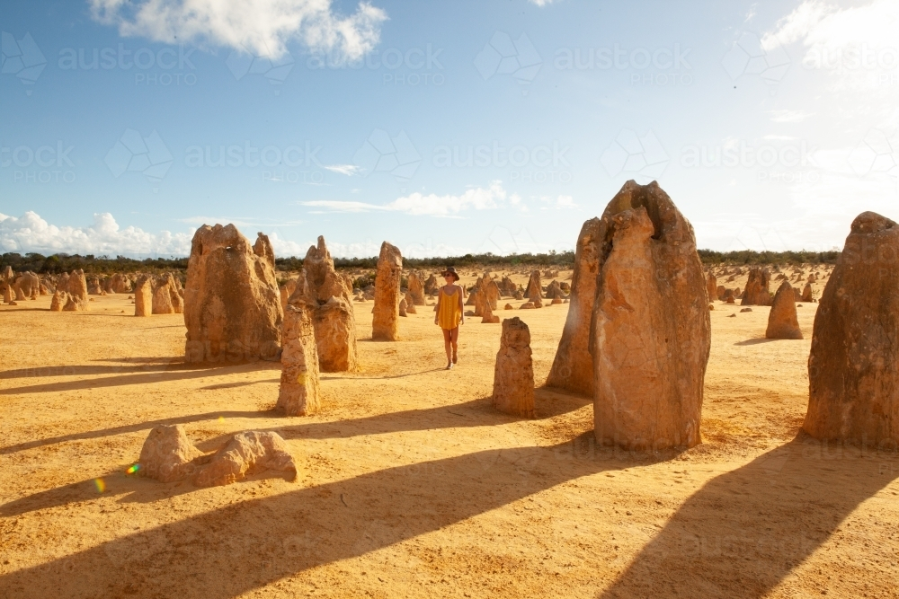 Image of Lady in summery dress exploring the pinnacles, outback WA ...