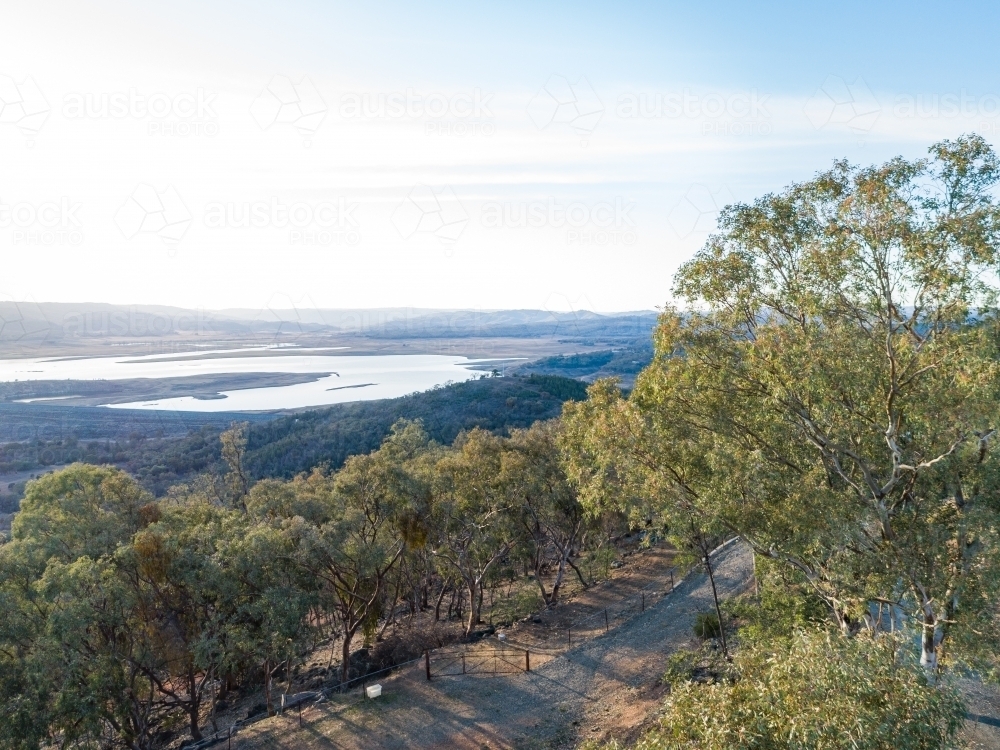 Image of Lake Burrendong Ridgecrest, Mumbil NSW seen through gum trees ...