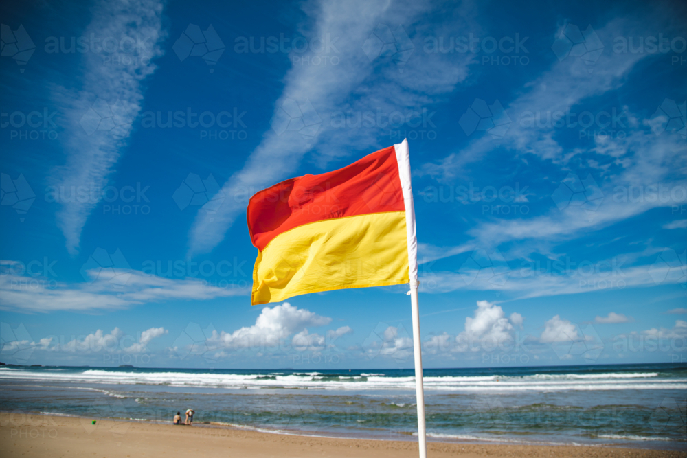 Image of Lifeguard flag flying on patrolled beach at Coffs Harbour, NSW ...