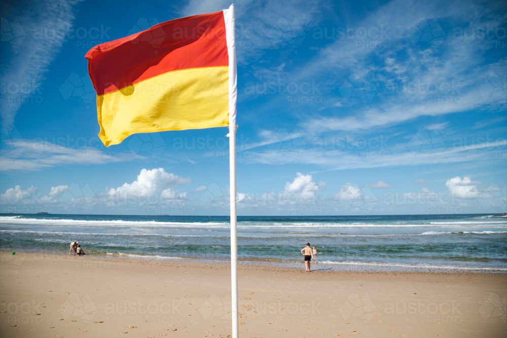 Image of Lifeguard flag flying on patrolled beach at Coffs Harbour, NSW ...
