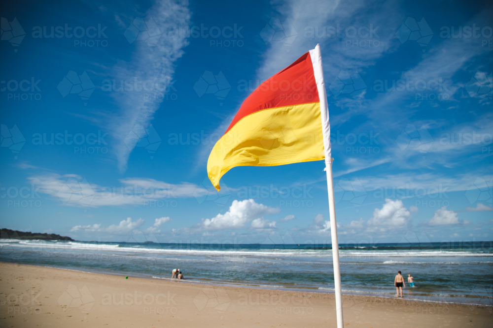 Image of Lifeguard flag flying on patrolled beach at Coffs Harbour, NSW ...
