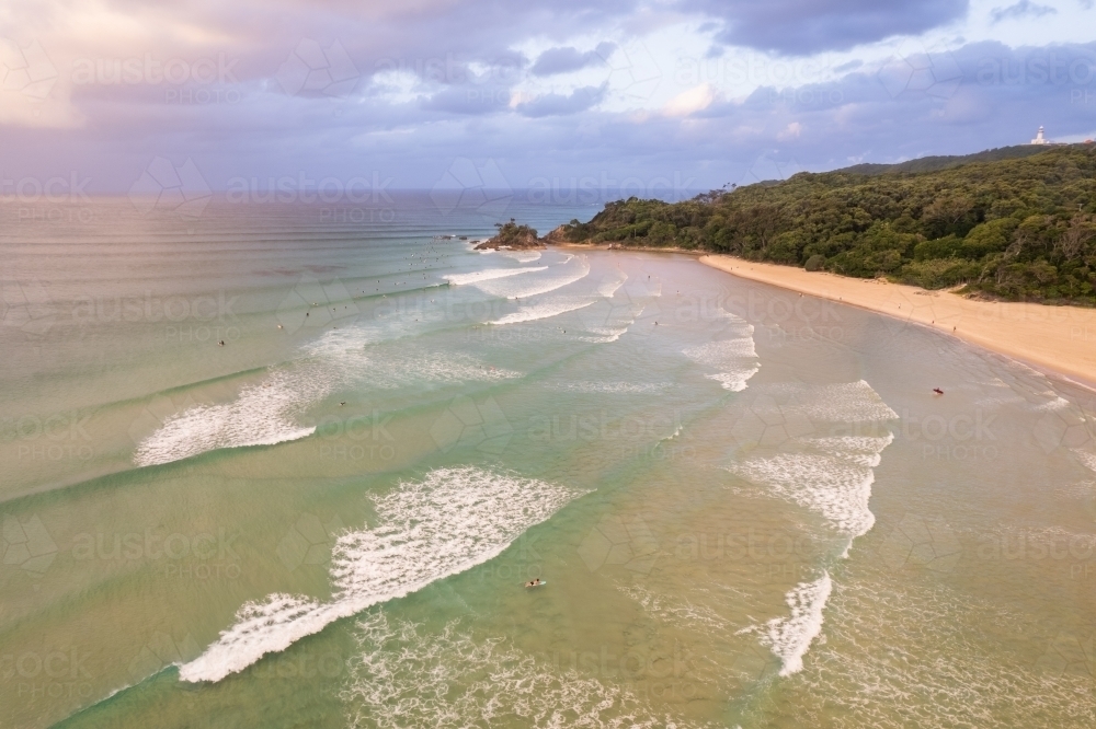 Image of Looking down at the layers of waves heading into shore at the ...