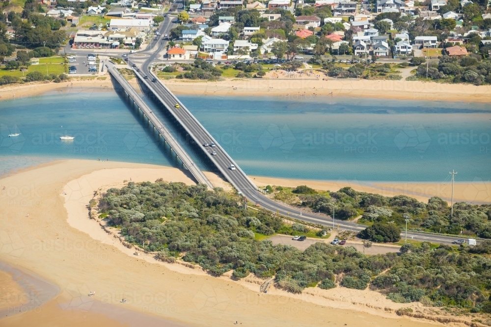 Image of Looking down over the bridges crossing the Barwon River at ...
