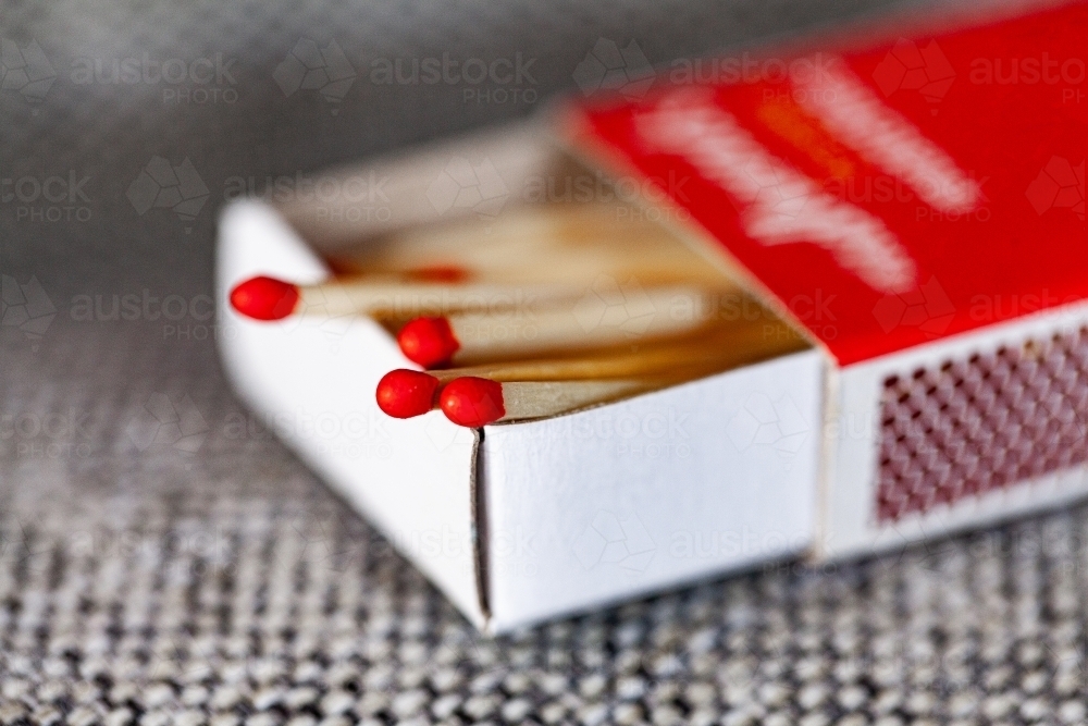 Image of Matches in matchbox - Austockphoto