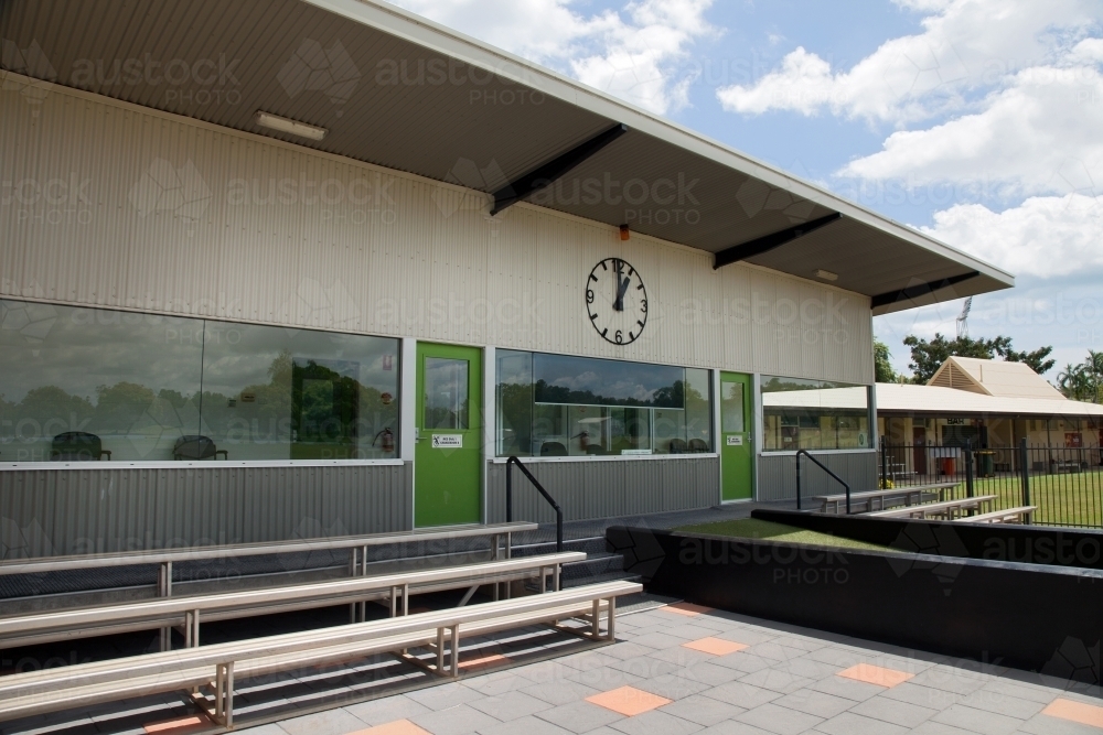 Image of Members stand at local cricket grounds - Austockphoto