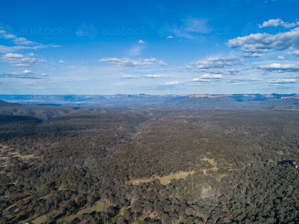Image of Midday Australia with rolling hills covered in trees, cliffs ...