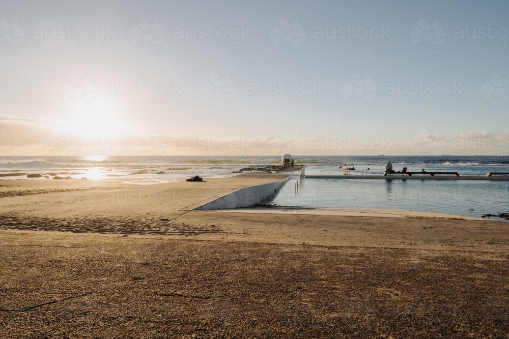 Image of Morning sunrise swim at Merewether Ocean Baths, Newcastle, NSW ...