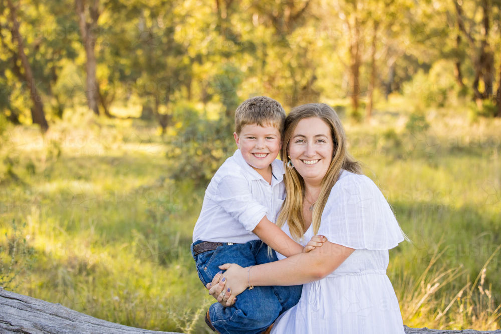 Image of Mother and son portrait in rural Australian bush setting ...