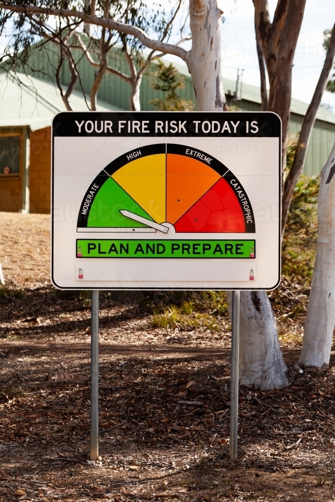 Image of New fire danger rating sign indicating moderate fire risk in ...