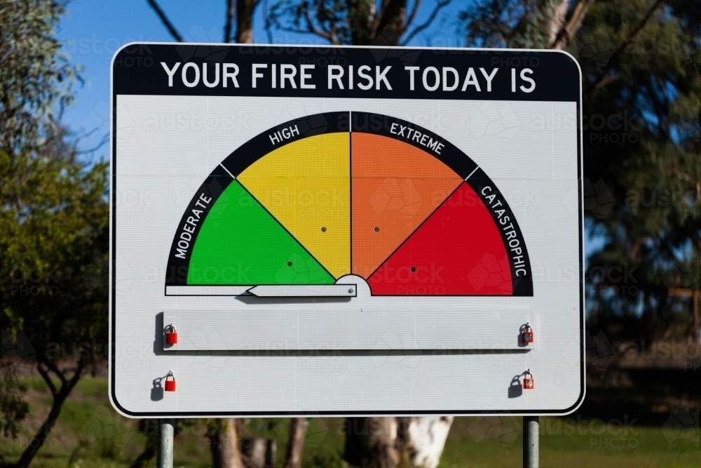 Image of New fire danger rating sign with arrow yet to be assigned in ...