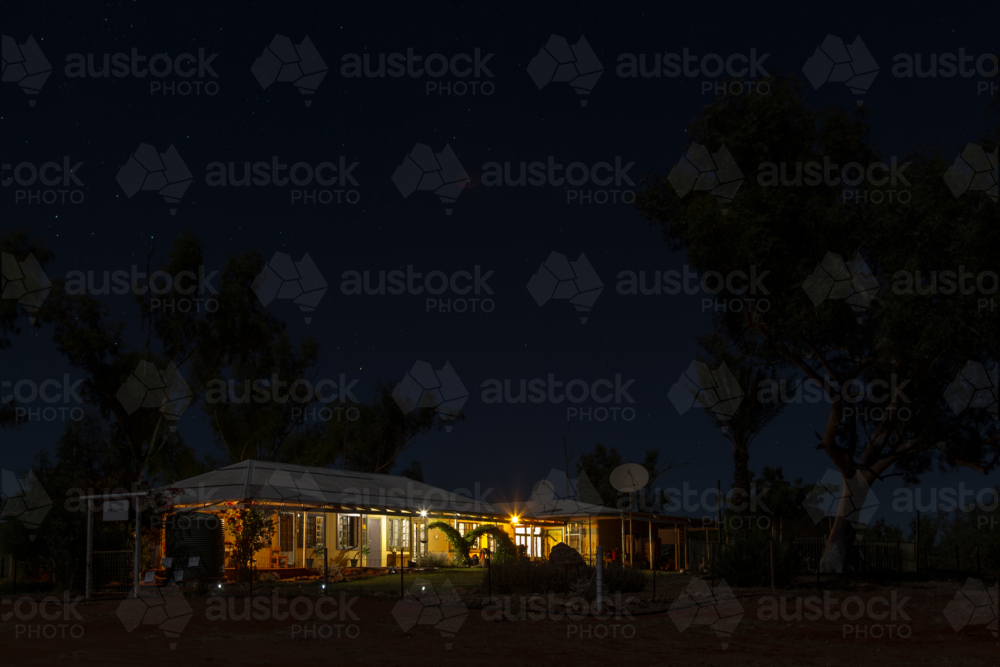 Image of Night skies over a farm homestead - Austockphoto