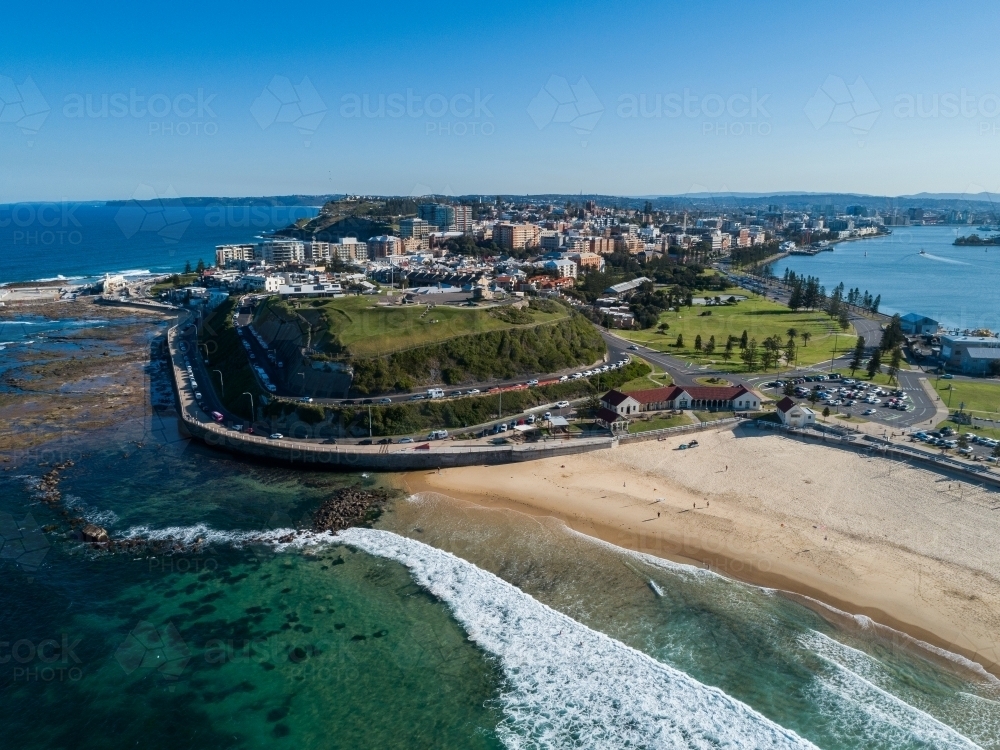 Image of Nobbys Beach and Fort Scratchley on the coast of Australia in ...