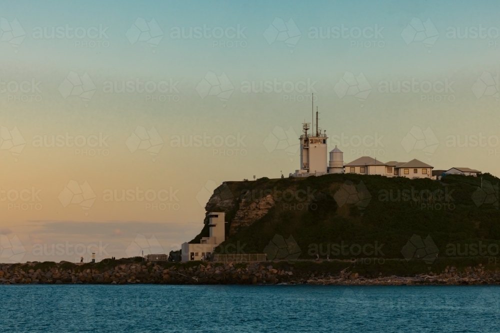 Image of Nobbys Lighthouse on the headland at Newcastle, NSW - Austockphoto