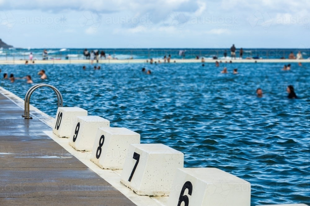 Image of Numbered lane marker at ocean pool - Austockphoto
