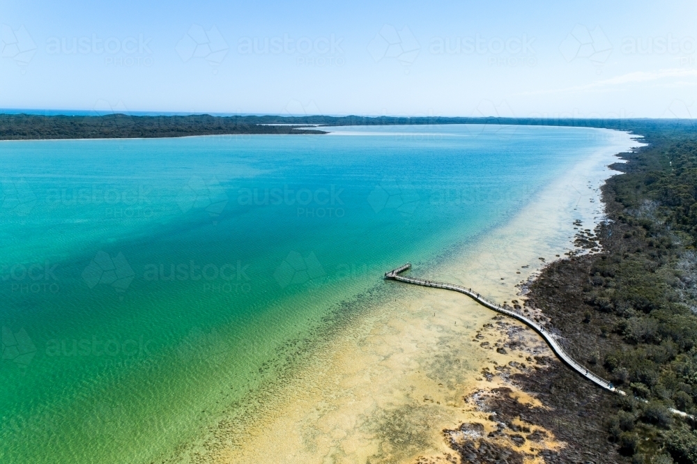 Image of Oblique aerial view of the boardwalk at Lake Clifton ...