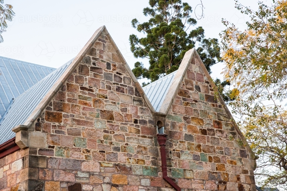 Image of old church building stonework at kangaroo point - Austockphoto