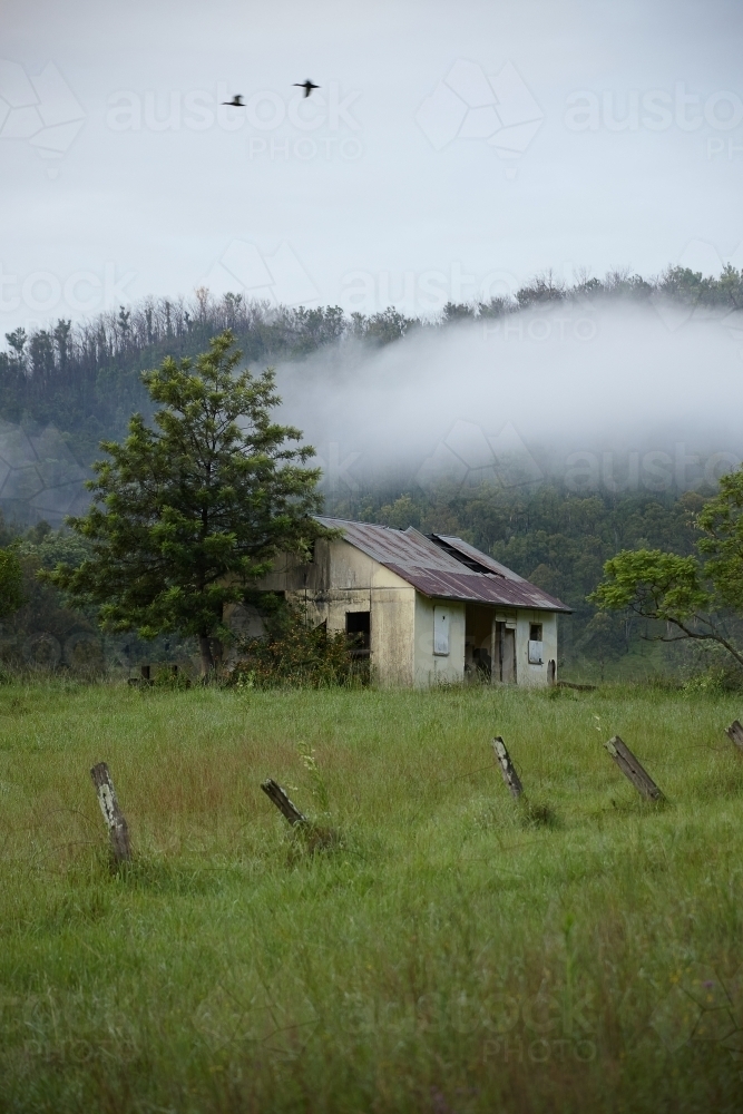 Image of Old heritage homestead building in rural landscape - Austockphoto