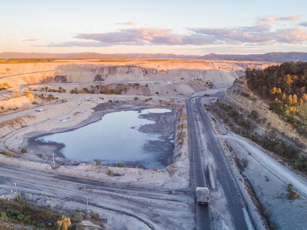 Image of open cut coal mine in Bulga area of the Hunter Valley in the ...