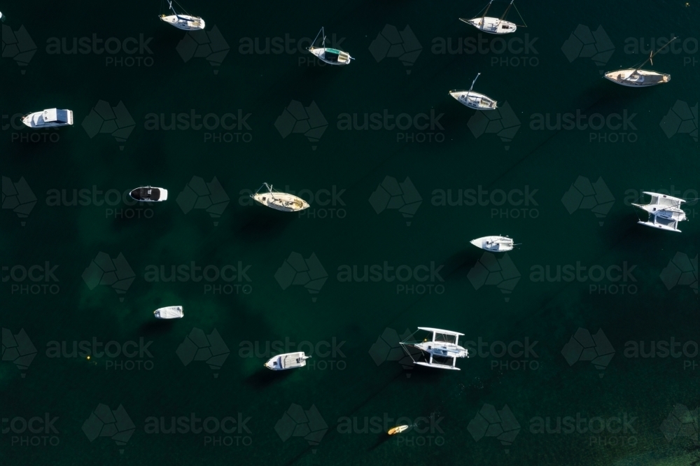 Image of overhead view of boats - Austockphoto