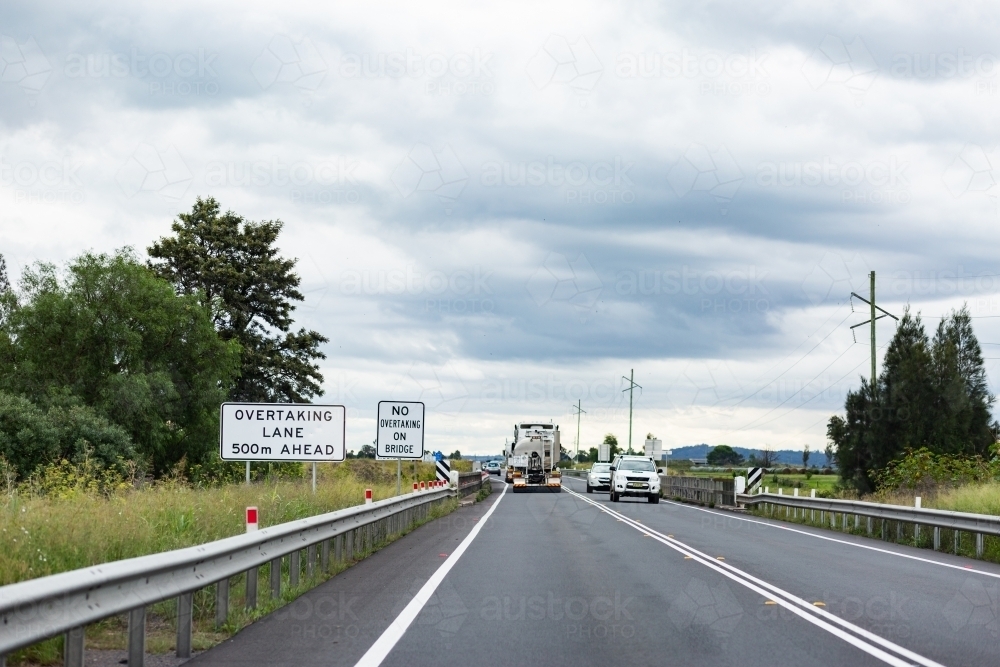 Image of Overtaking lane ahead with no overtaking or passing sign at ...