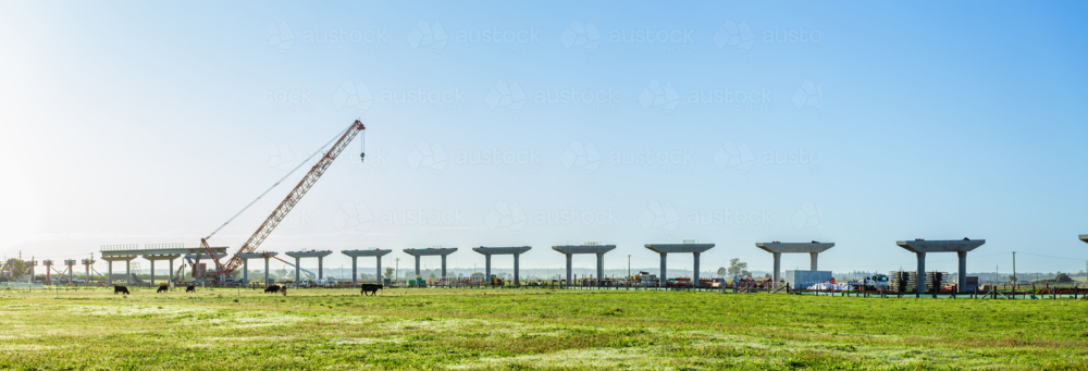 Image of Panorama of construction site bypass road bridge being built ...