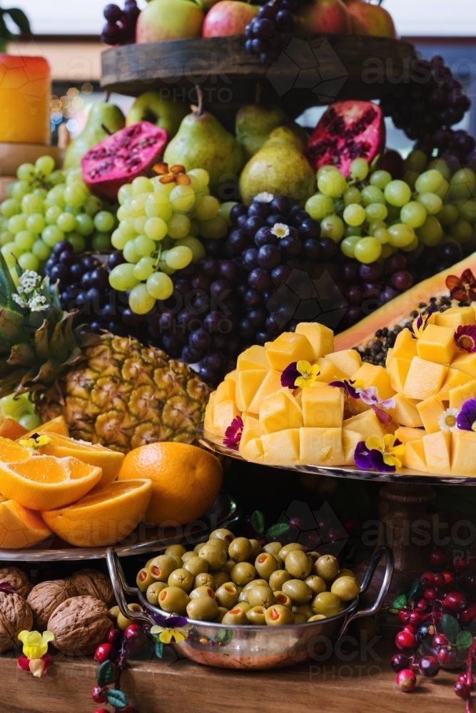 Image of party event buffet, mango and fruits - Austockphoto