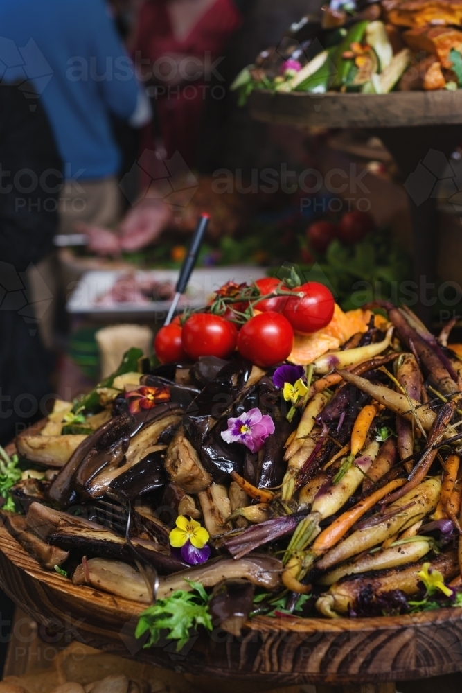 Image of party event buffet, roasted vegetables - Austockphoto