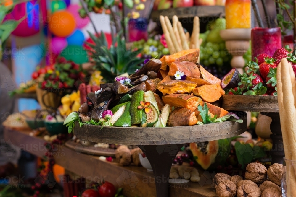 Image of party event buffet, roasted vegetables - Austockphoto