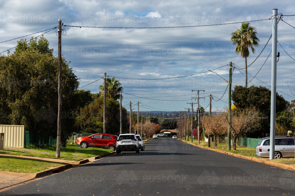 Image of Passenger view down suburban residential street in dubbo, NSW ...