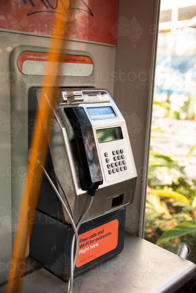 Image of Pay phone booth on the Gold Coast - Austockphoto