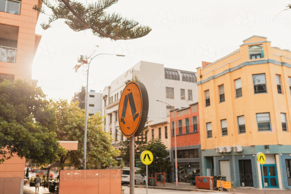 Image of Pedestrian Crossing sign in vibrant afternoon sunshine in ...