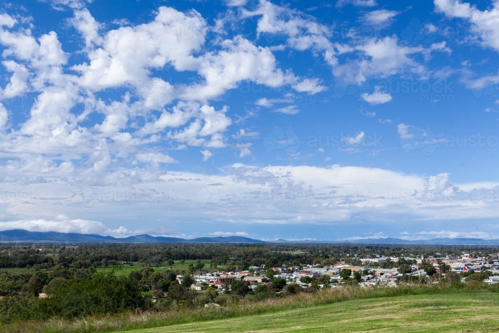 Image of Pensioners Hill Lookout view from hilltop over edge of country ...