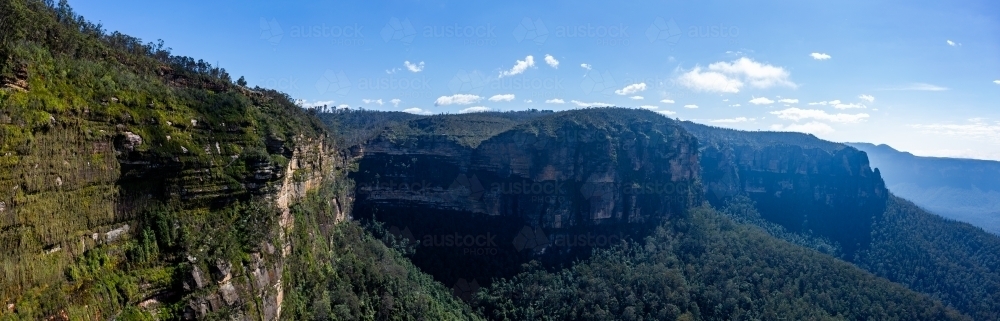 Image of Plant growth and bare rock on rugged cliff face in Blue ...