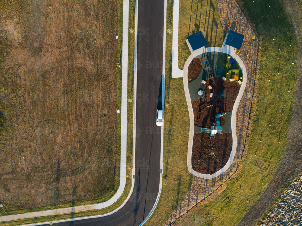 Image of Playground with park shelters in new suburb The Fairways from ...