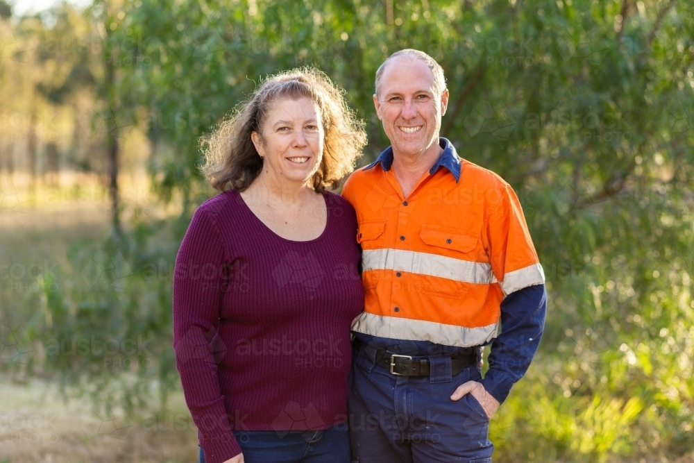 Image of Portrait of a middle aged couple in country husband in ...