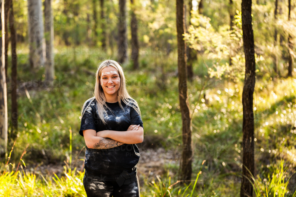 Image of Portrait of Aboriginal Australian woman with arms folded ...