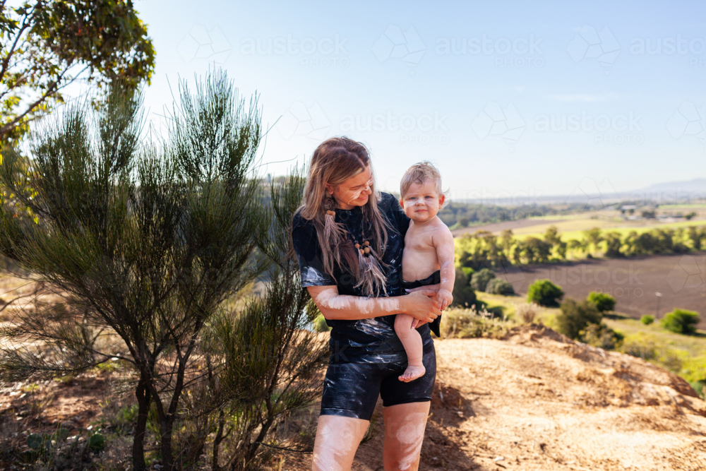 Image of Portrait of first nations Australian mother with baby son by ...