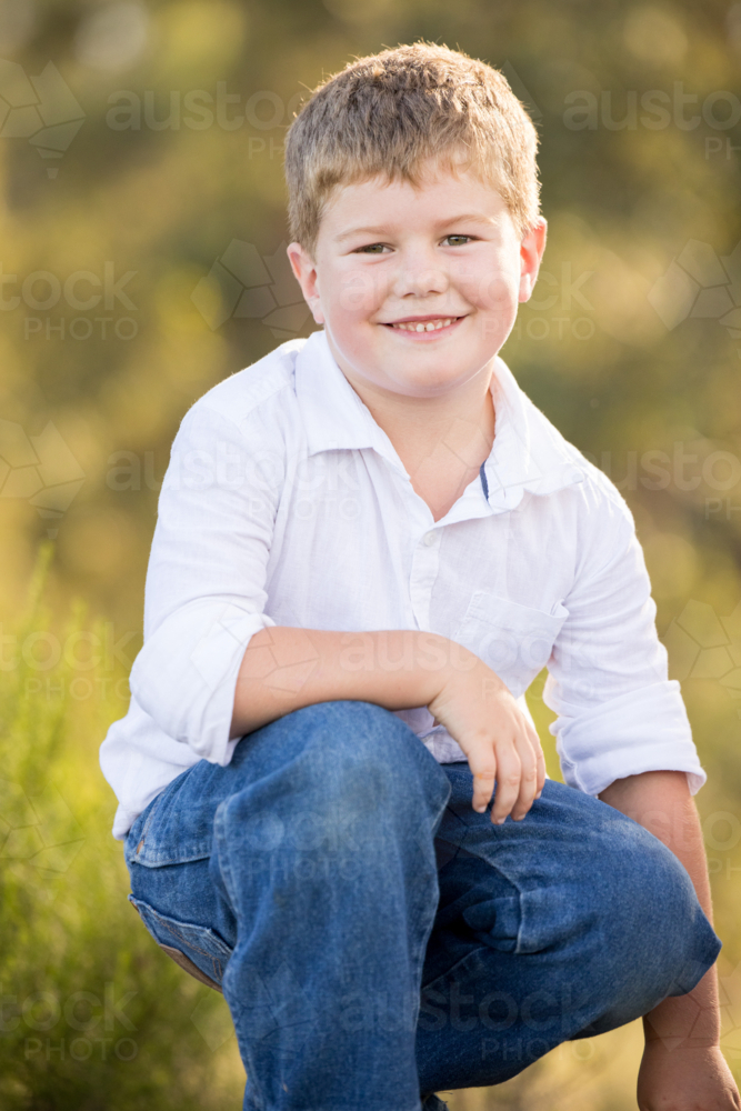 Image of Portrait of little boy, Aussie kid on farm - Austockphoto