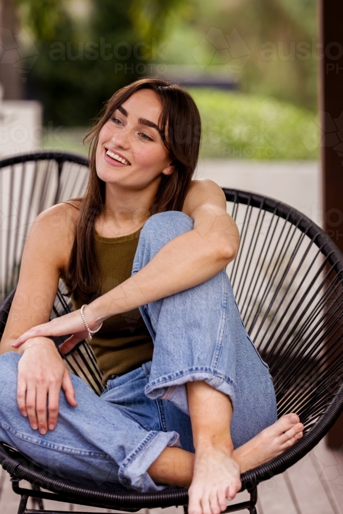 Image of portrait of smiling genZ woman - Austockphoto
