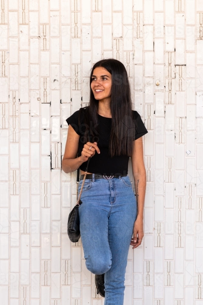 Image of portrait of smiling indigenous woman - Austockphoto