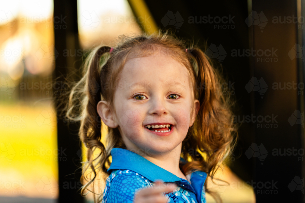 Image of Portrait of smiling little pre-schooler aboriginal girl with ...