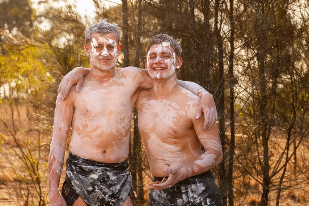 Image of Portrait of two smiling First Nations young men who are ...