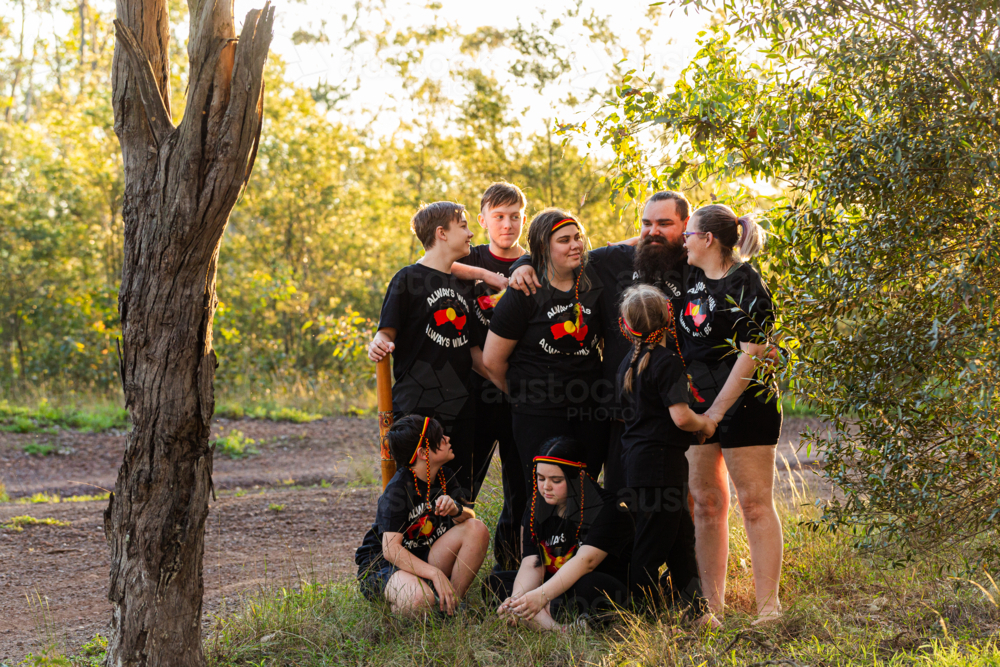 Image of Portrait of Worimi First Nations Australian family in bushland ...