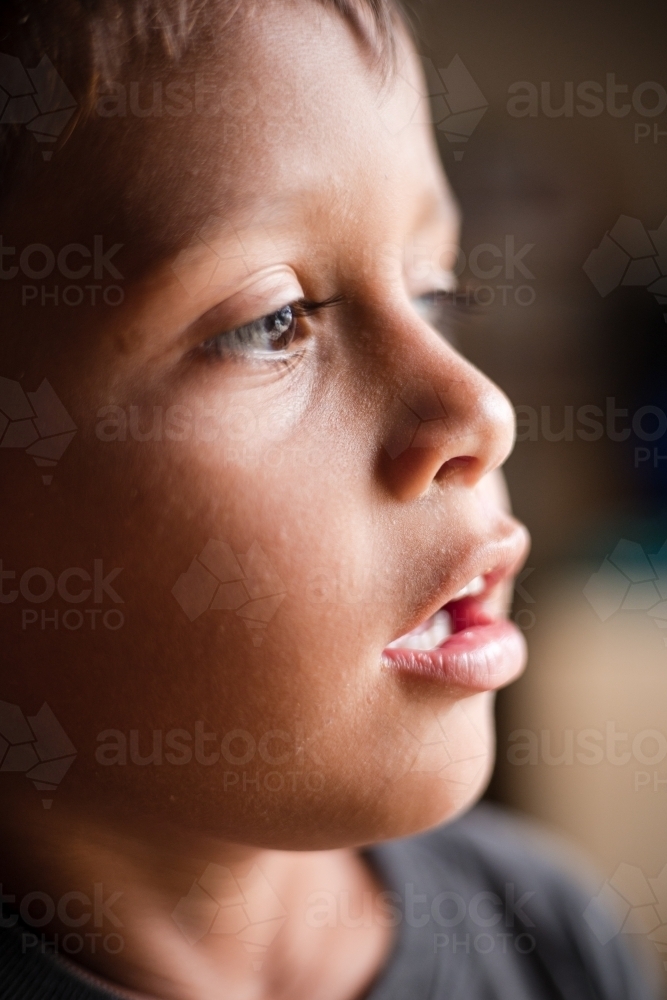 Image of Portrait of young Aboriginal boy - Austockphoto