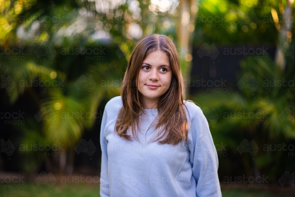 Image of portrait of young teen girl - Austockphoto