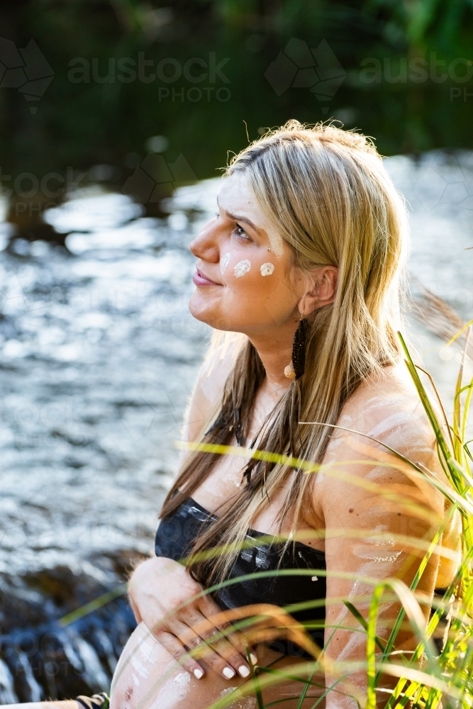 Image of Pregnant First nations Australian woman on country in NSW ...