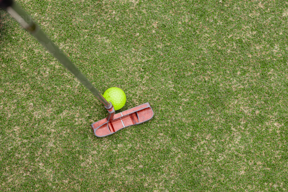 Image of putting a golf ball - Austockphoto