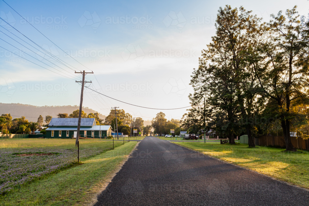 Image of Quiet unmarked country street in little village of Broke early ...