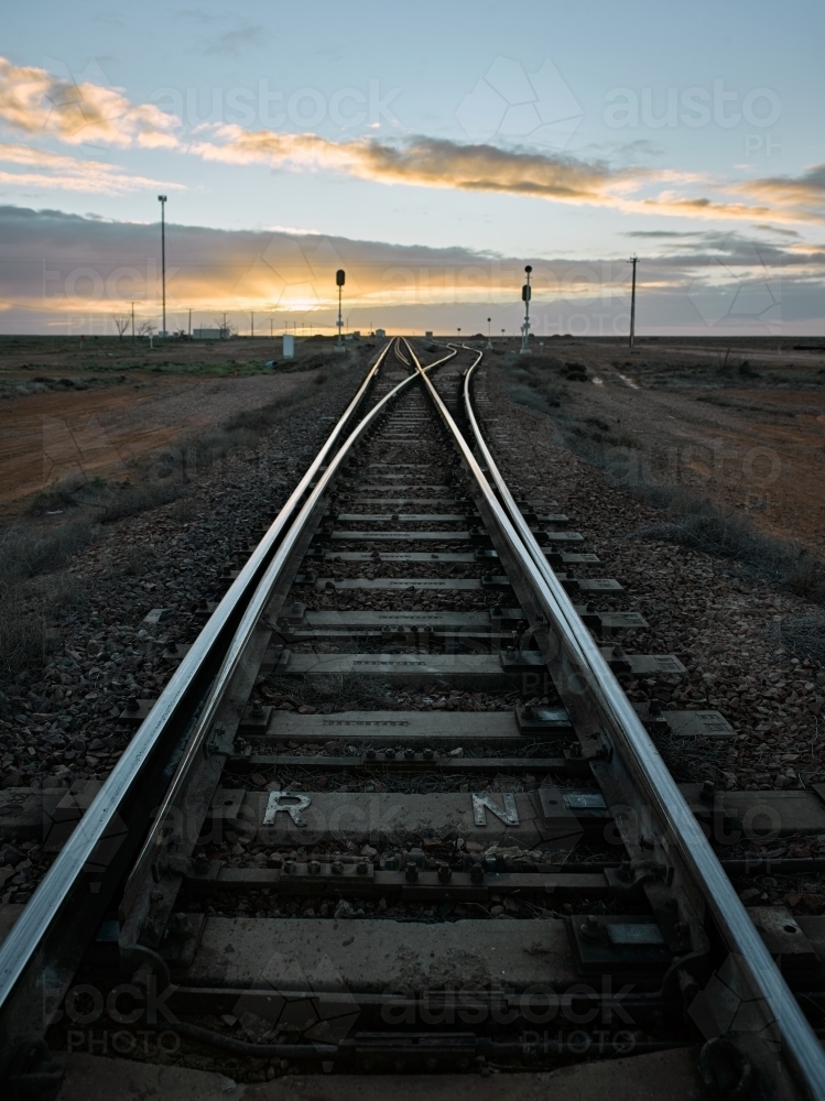 Image of Rail line in outback - Austockphoto