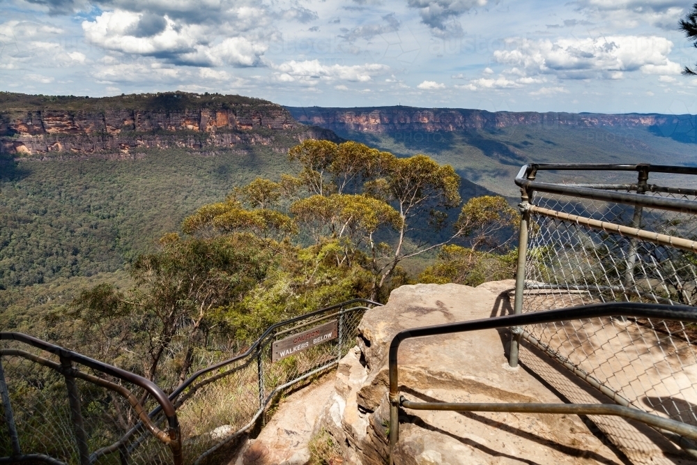 Image of Railings and steps of lookout over valley in the Blue ...